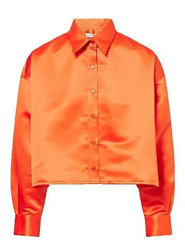 THE FRANKIE SHOP Arlen Boxy Satin Shirt - Red