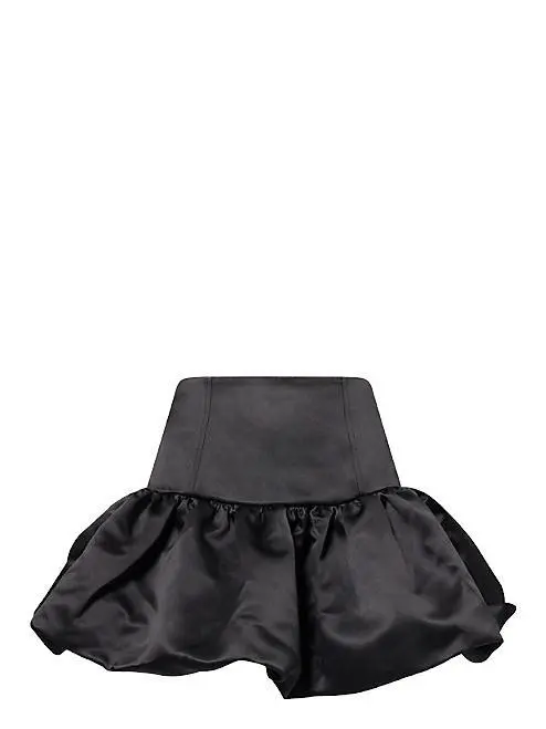GANNI Flared Satin Mini Skirt - Black