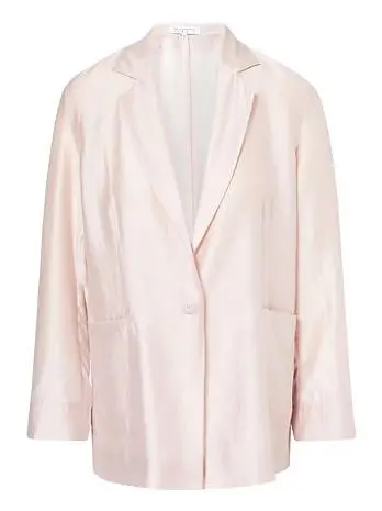 ABADIA Oversized Single-breasted Woven Blazer - Pink