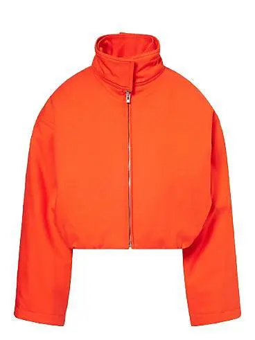 Alaïa Layered High-neck Cotton-gabardine Bomber Jacket - Orange Sanguine