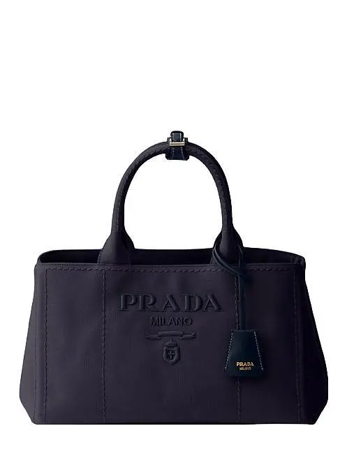 Prada Small Cotton-canvas Top-handle Bag - Blue