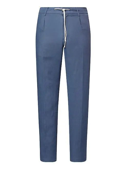 Eleventy Slim-leg Jogger Linen Trousers - Royal Blue