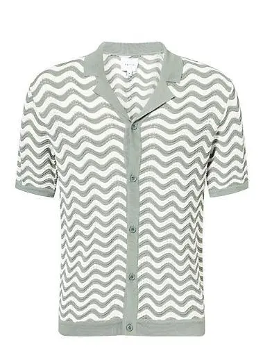 RAITH Serenita Graphic-pattern Knit Shirt - Sage/white