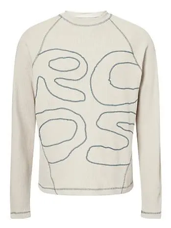 Reese Cooper Logo Waffle Cotton-blend Long-sleeve T-shirt - Stone