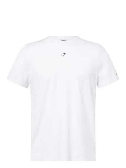 GYMSHARK Logo-print Slim-fit Stretch-woven Running T-shirt - Gs White