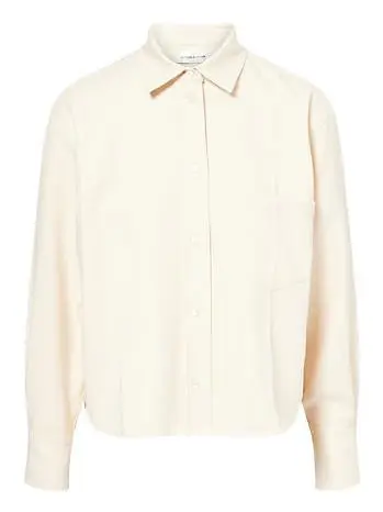 Victoria Beckham Ellys Cropped Wool-blend Shirt - Alabaster