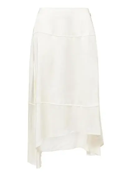 Victoria Beckham Asymmetric Satin Midi Skirt - Ivory