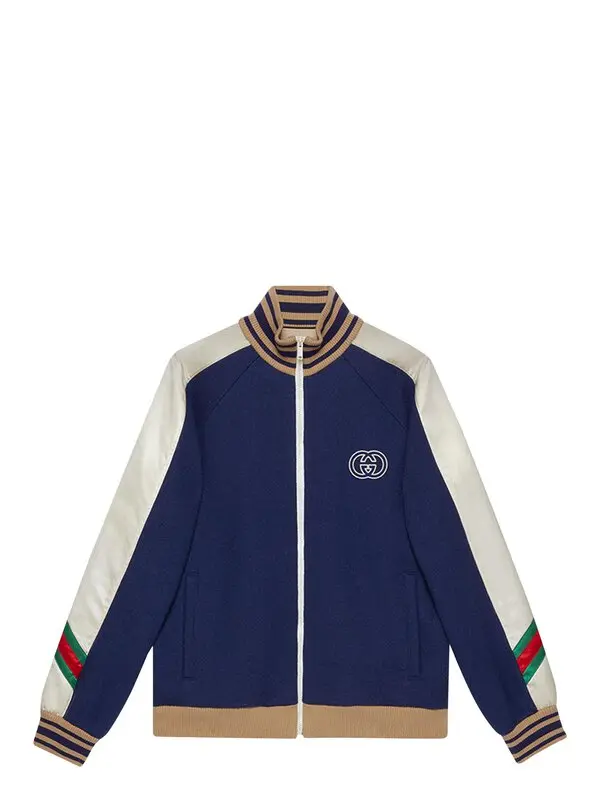 Gucci Zip Jacket With Logo Detail - Blue