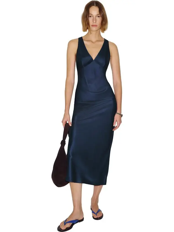 REFORMATION Cassidy Silk Two Piece Set - Blue