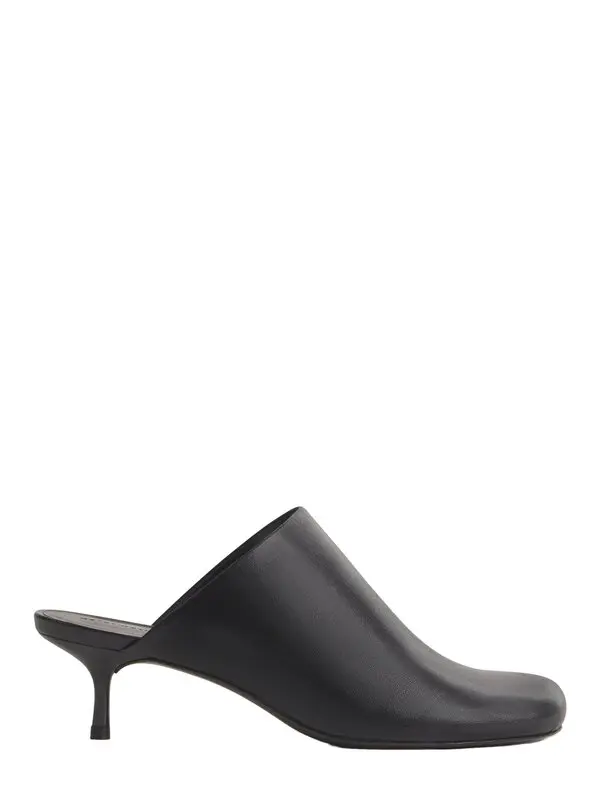 REFORMATION Phadra Heeled Mule In Leather - Black