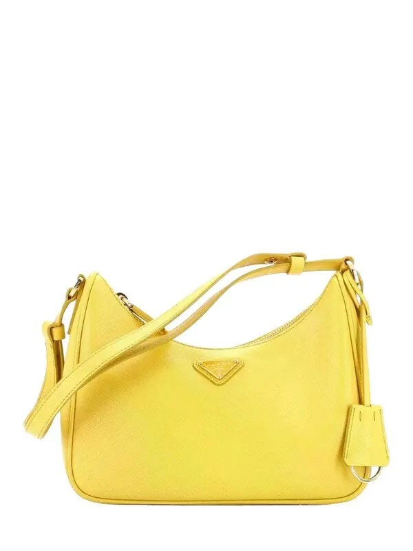 Prada Re-edition Saffiano Leather Mini Shoulder Bag - Yellow