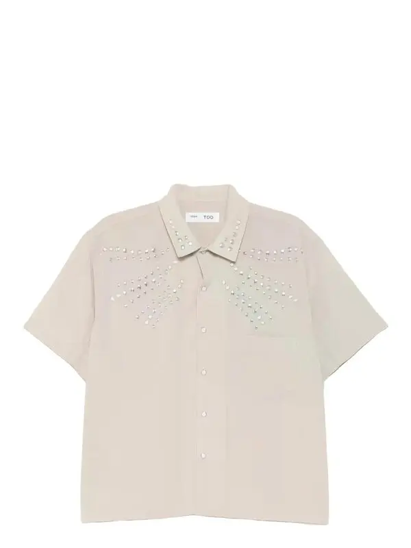 TOGA TOO Stud-embellished Short-sleeve Shirt - Neutrals