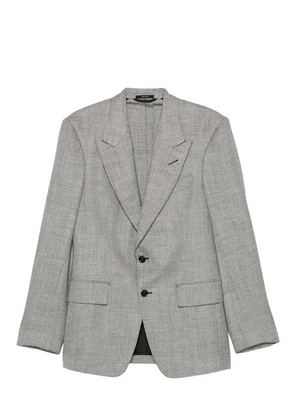 TOM FORD Herringbone-pattern Wool Blend Blazer - Black