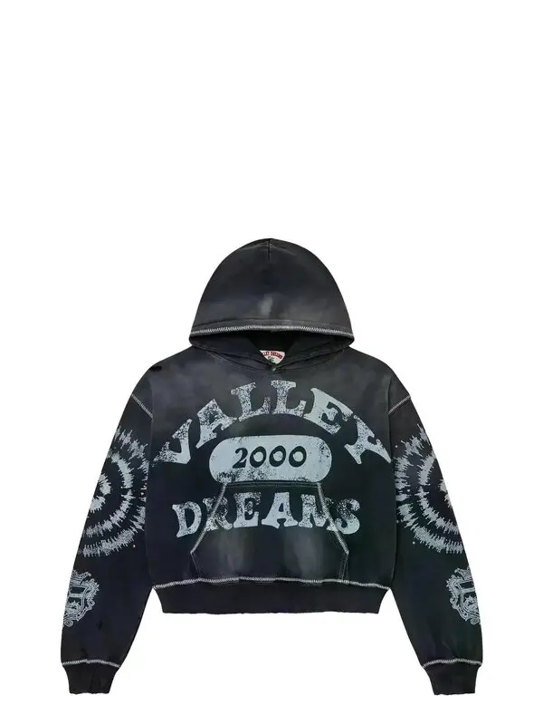 VALE FOREVER Spiral Distressed Hoodie - Black