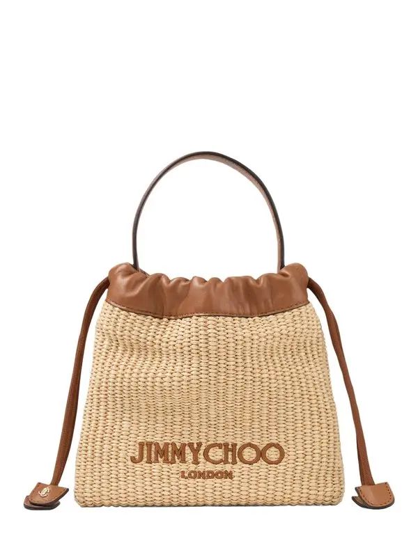 JIMMY CHOO Raffia Drawstring Pouch - Beige