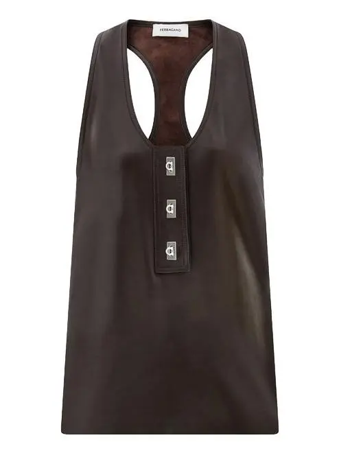 FERRAGAMO Nappa Racerback Vest - Brown