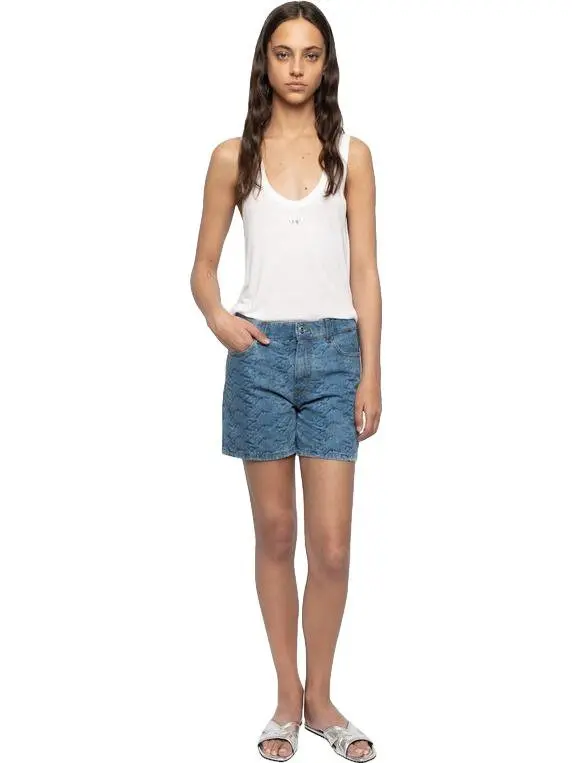 Zadig&Voltaire Sadys Laser Motif Denim Shorts - Blue