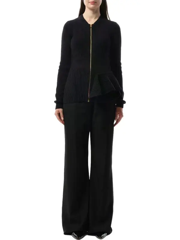 LANVIN Ruffled-trim Zip-up Cardigan - Blue