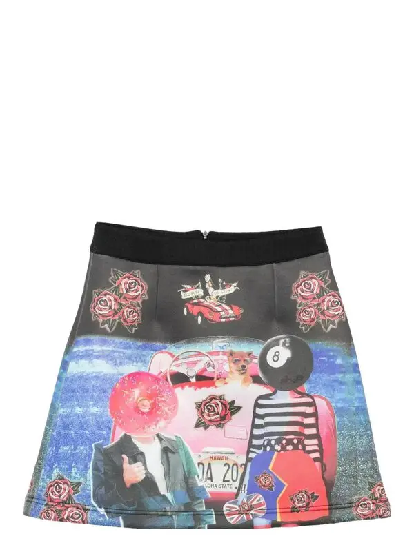The Artistylist Graphic Print A-line Skirt - Black
