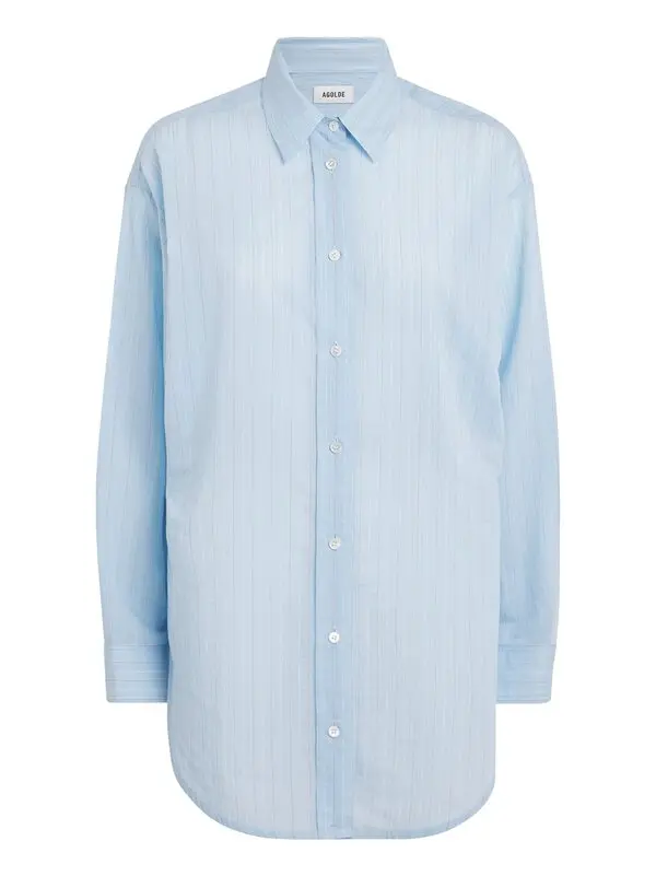 AGOLDE Sona Striped Cotton-blend Shirt - Blue