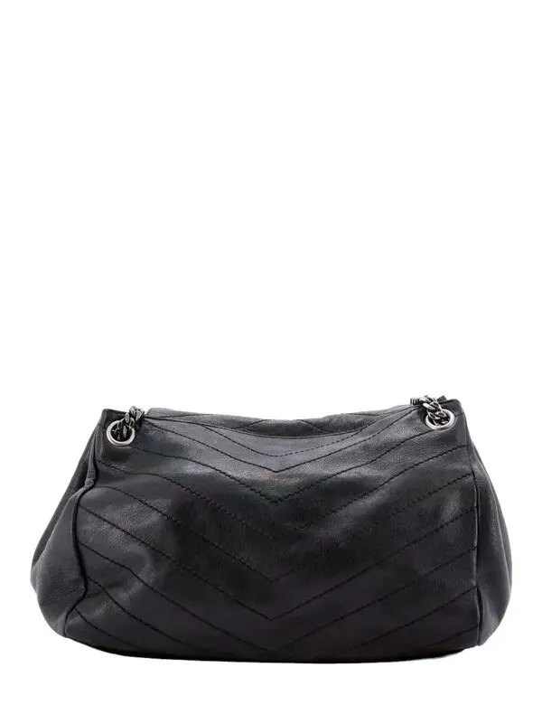 Saint Laurent Nolita Satchel Matelasse Chevron Leather Medium Shoulder Bag - Black