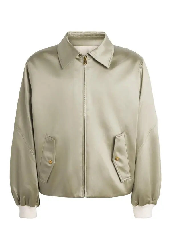 WILLY CHAVARRIA Satin Opera Bomber Jacket - Beige