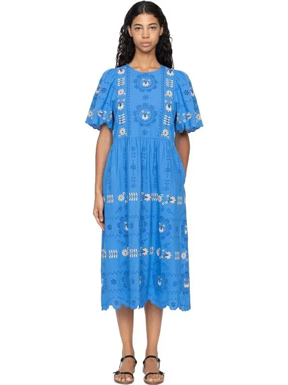 Sea Catharina Embroidered Midi Dress - Blue