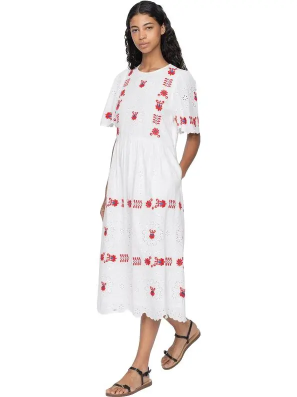 Sea Catharina Embroidered Midi Dress - White