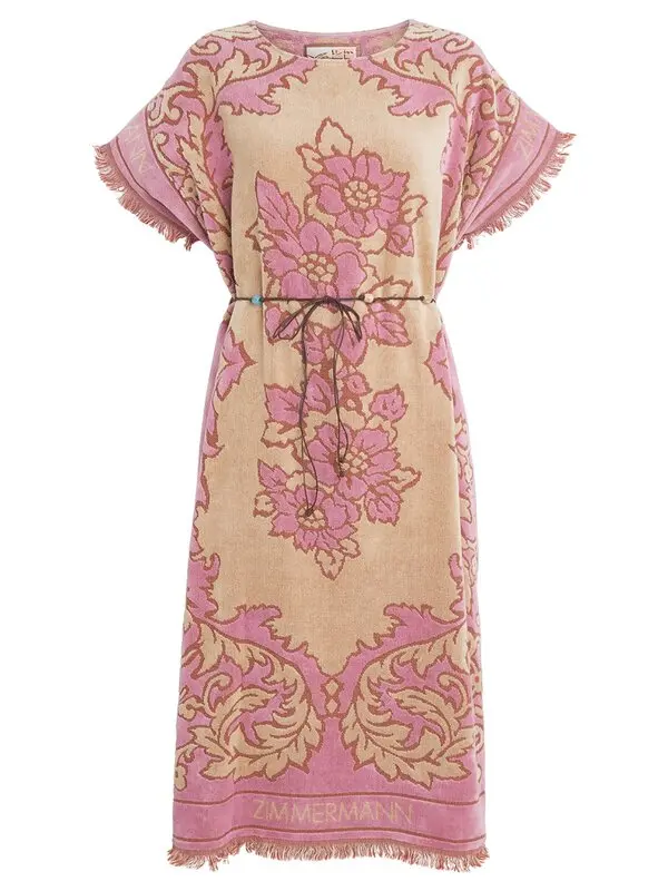 Zimmermann Towelling Floral Aster Midi Dress - Pink