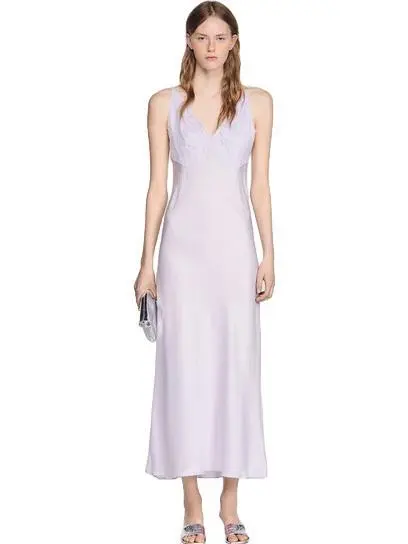 Sandro Lace Maxi Dress - Neutral
