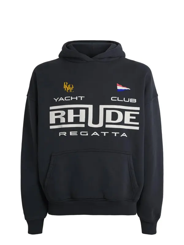 Rhude Cotton Regatta Print Hoodie - Black