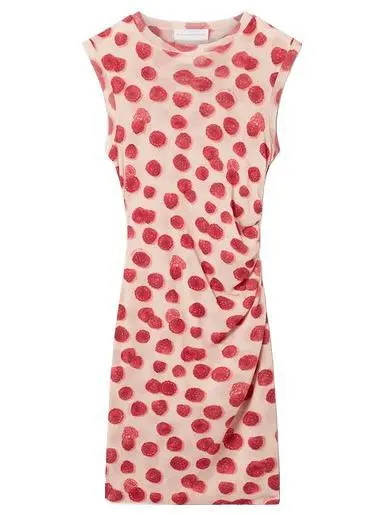 Stella McCartney Raspberry Print Mesh Mini Dress - Red