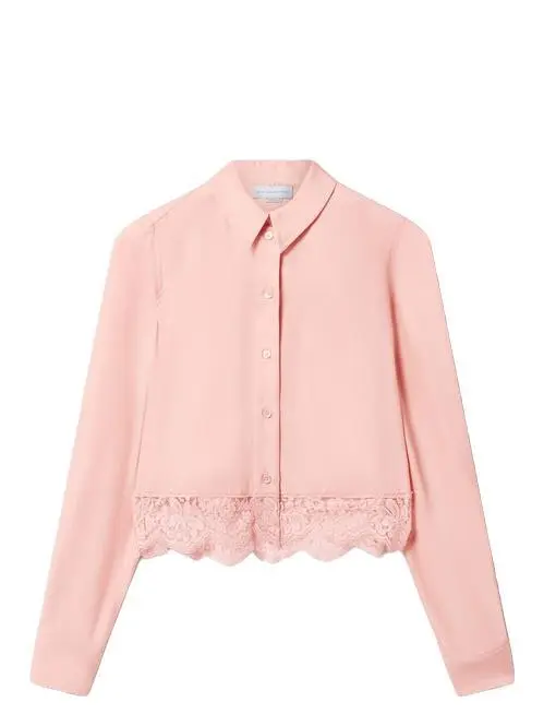 Stella McCartney Lace-trimmed Organic Silk Shirt - Pink