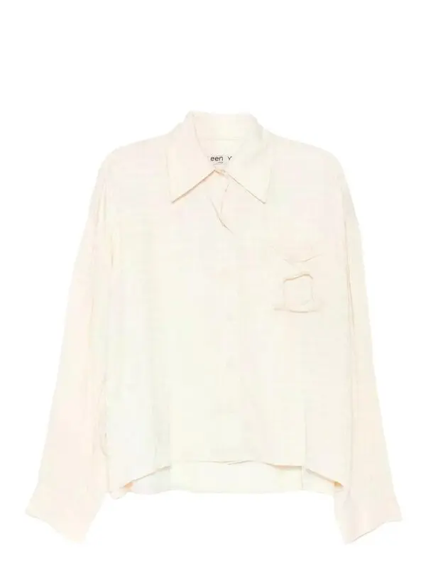 OPEN YY Checked Bead-pockets Shirt - Neutrals