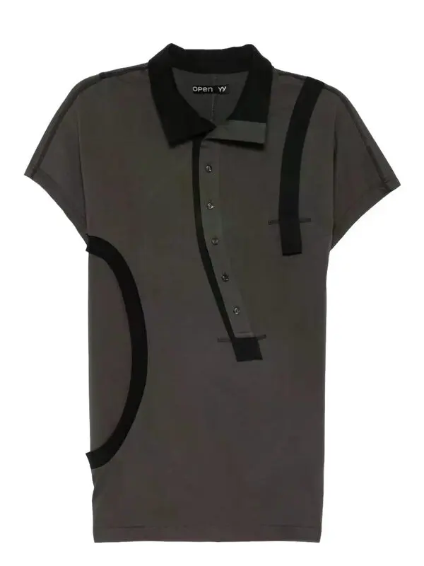 OPEN YY Asymmetric Panel Polo Shirt - Grey