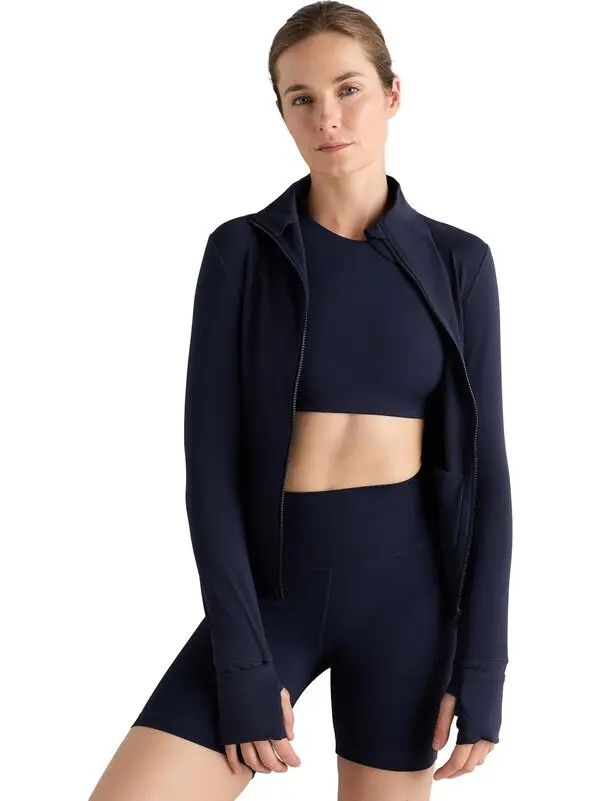 Quince Ultra-form Contour Zip-up Jacket With Thumbholes - Deep Navy