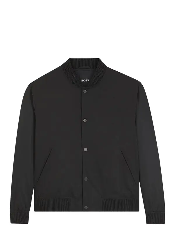 BOSS Water-repellent Jacket With Monogram-patterned Sleeves - Black