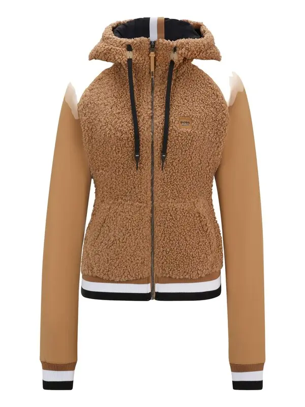 BOSS Equestrian Hybrid Hoodie With Teddy Body And Hood - Beige