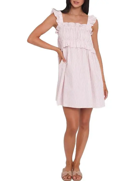 PETAL & PUP Keonia Mini Dress With Ruffled Straps - Pink Stripe