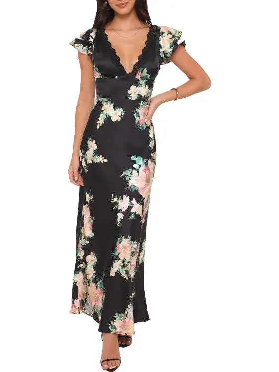 PETAL & PUP Floral Print Maxi Dress - Black Floral