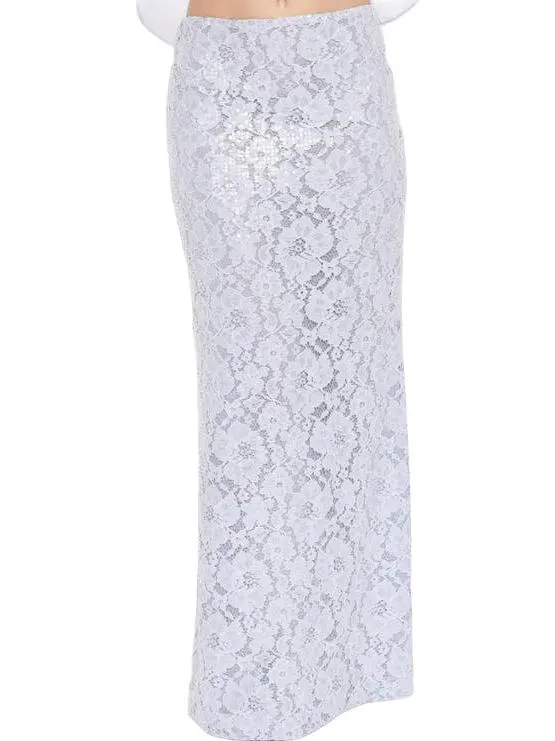 PETAL & PUP Jennings Lace Maxi Skirt - Blue Sequin