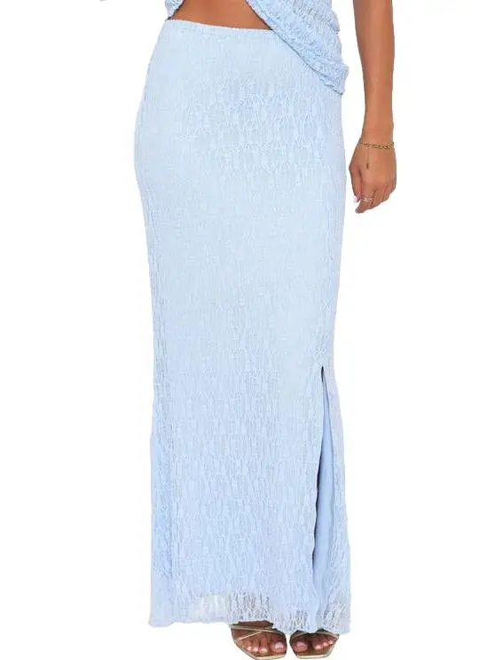 PETAL & PUP Faeriel Lace Knit Maxi Skirt - Blue