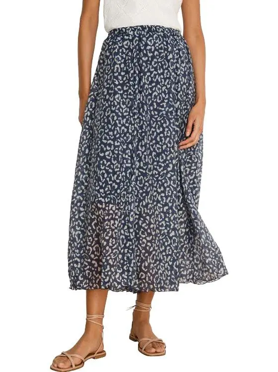 NIC+ZOE Leopard Crinkle Maxi Skirt - Indigo Multi