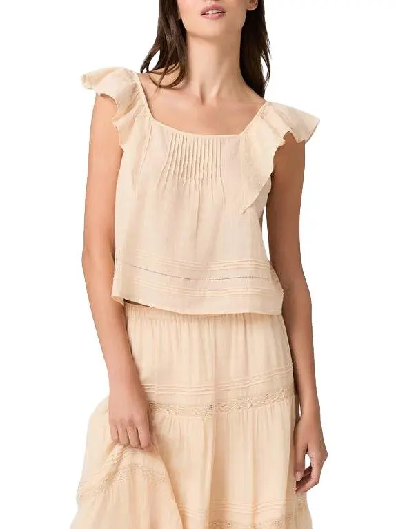 Paige Oaks Pintuck Ruffle Top - Light Peach