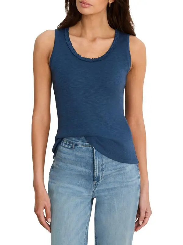 NIC+ZOE Ruffle Neck Tank Top - Rich Indigo