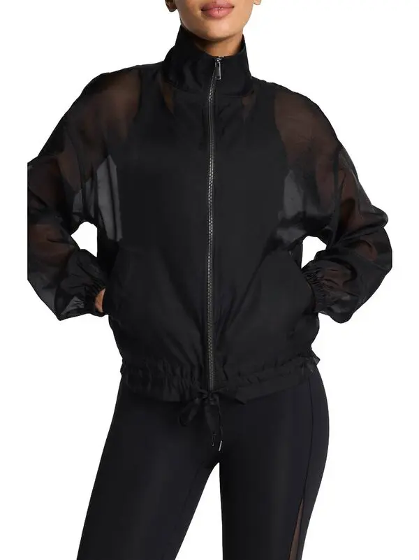 Spanx Gm Sheer Zip-up Jacket - Very Black