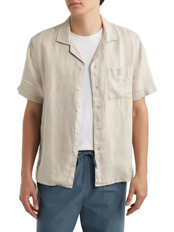 ALEX CRANE Organic Linen Camp Shirt - Bone Twill