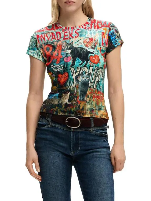Desigual Graphic Motif T-shirt - Blue