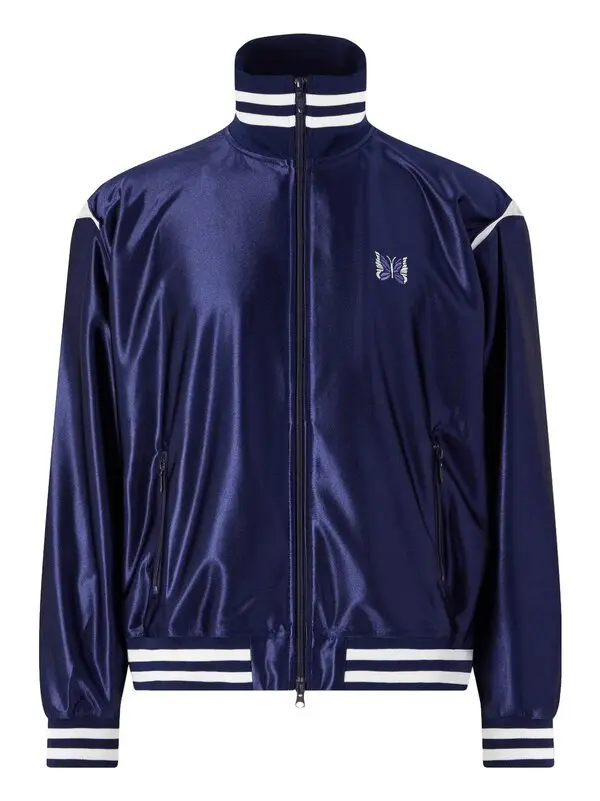 Needles Logo-embroidered Striped Satin Track Jacket - Blue