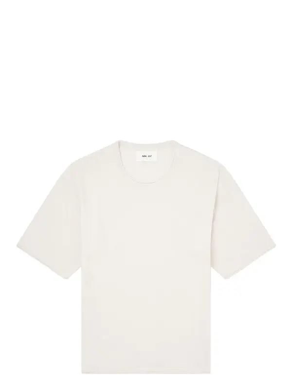 Nn07 Ryan Knitted Cotton And Linen-blend T-shirt - Neutrals
